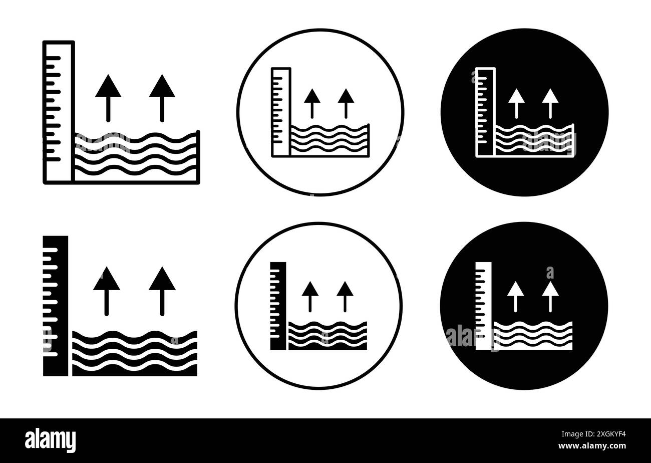 sea level icon logo sign vector outline in black and white color Stock ...