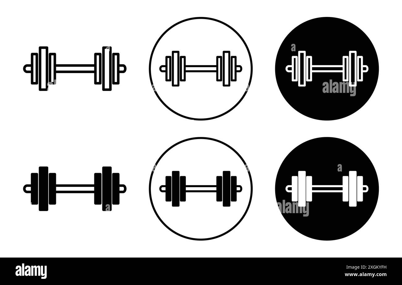 Weight barbell icon logo sign vector outline in black and white color ...