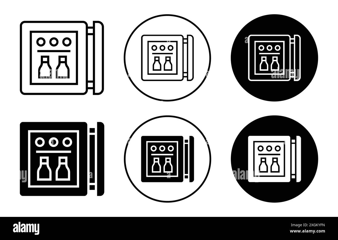 mini bar icon logo sign vector outline in black and white color Stock ...
