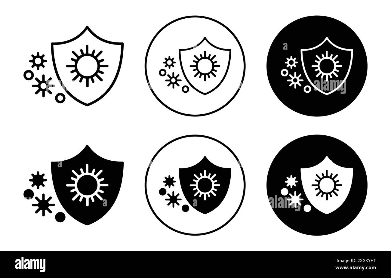 virus protection icon logo sign vector outline in black and white color ...