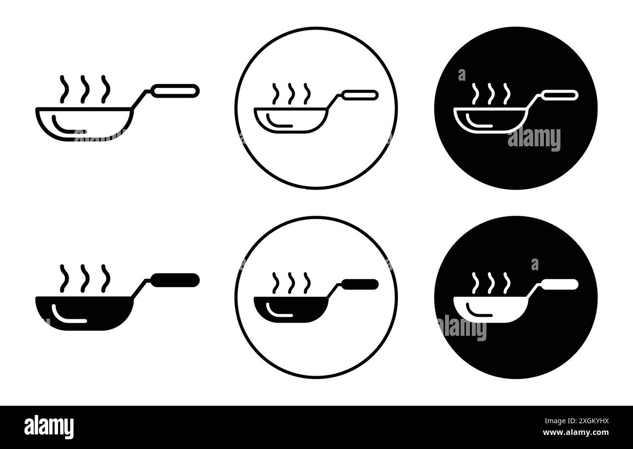 wok icon logo sign vector outline in black and white color Stock Vector ...