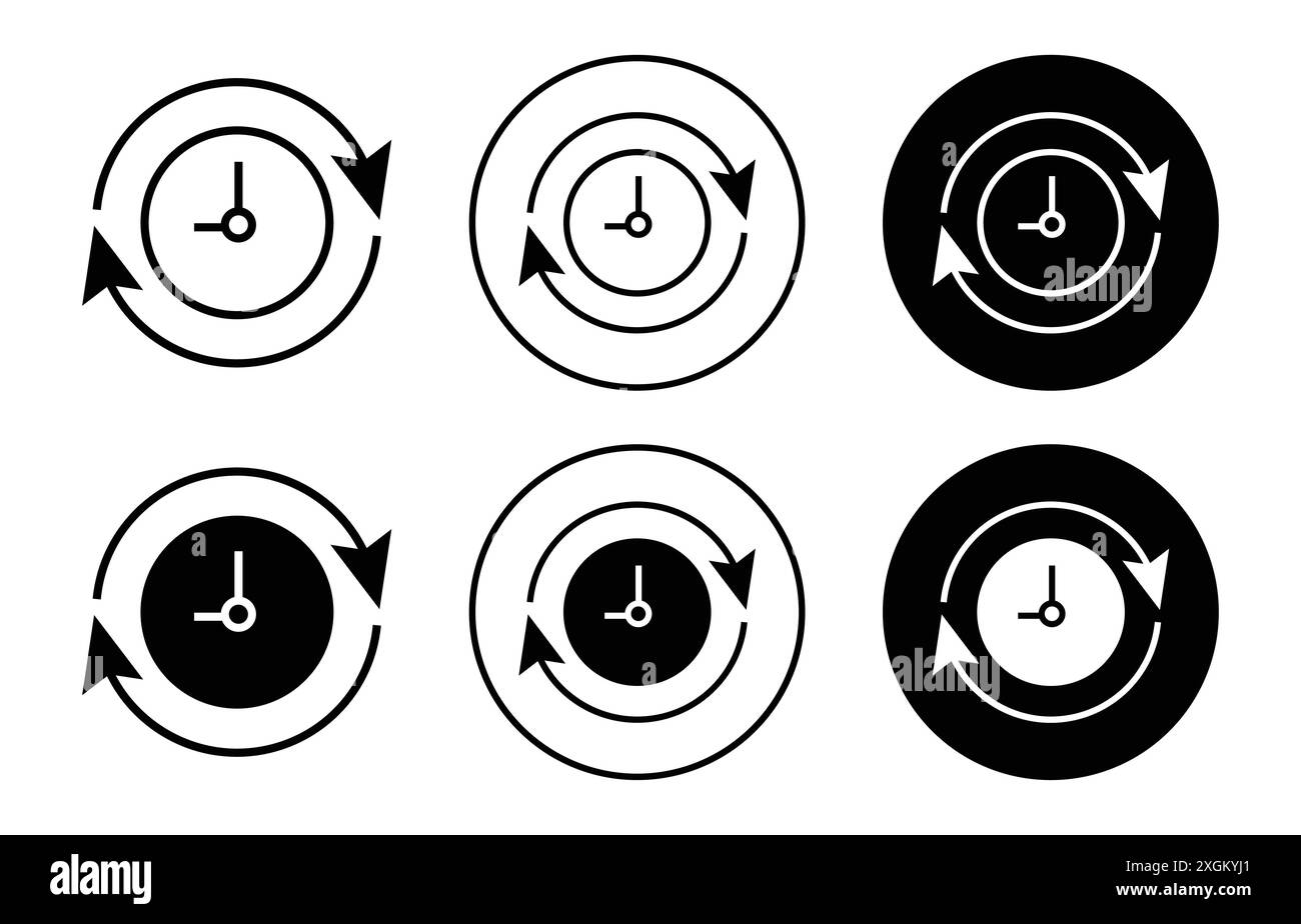 Time Travelling icon logo sign vector outline in black and white color ...