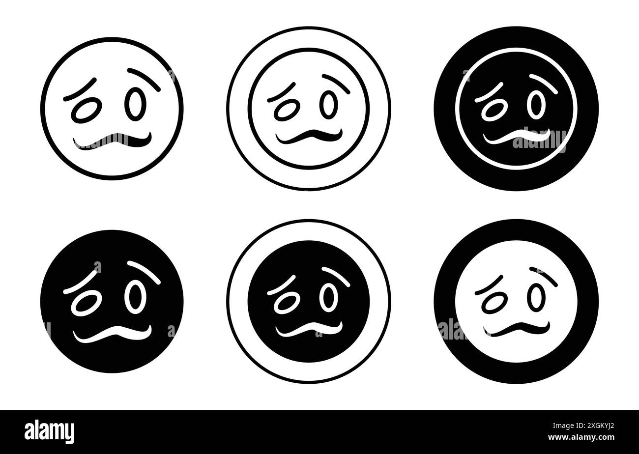 Woozy emoji icon logo sign vector outline in black and white color ...