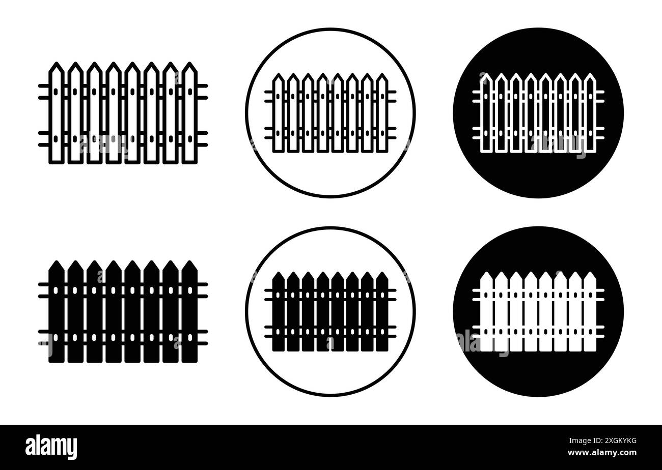 Plank fence icon logo sign vector outline in black and white color ...