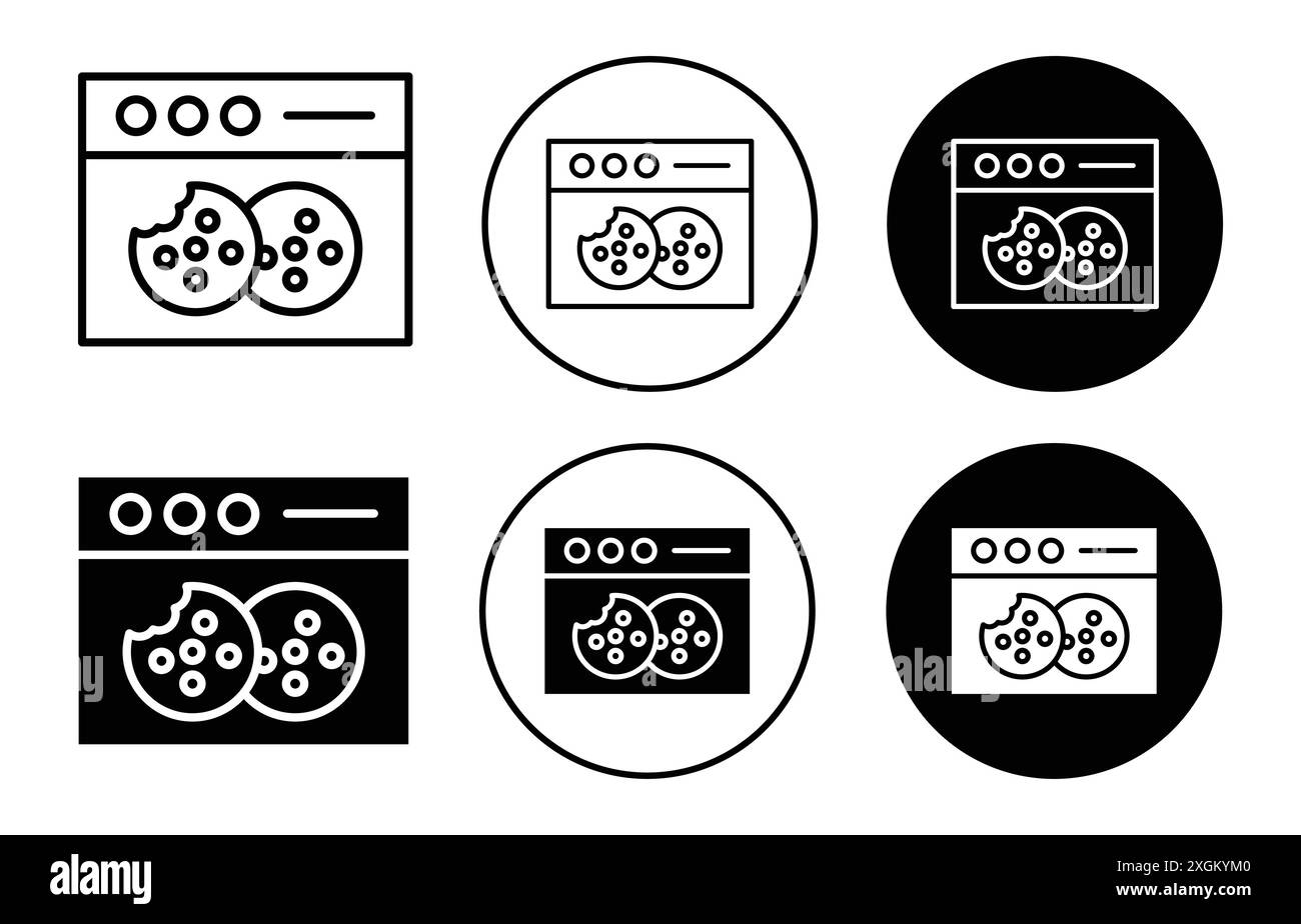 web Cookies icon logo sign vector outline in black and white color ...
