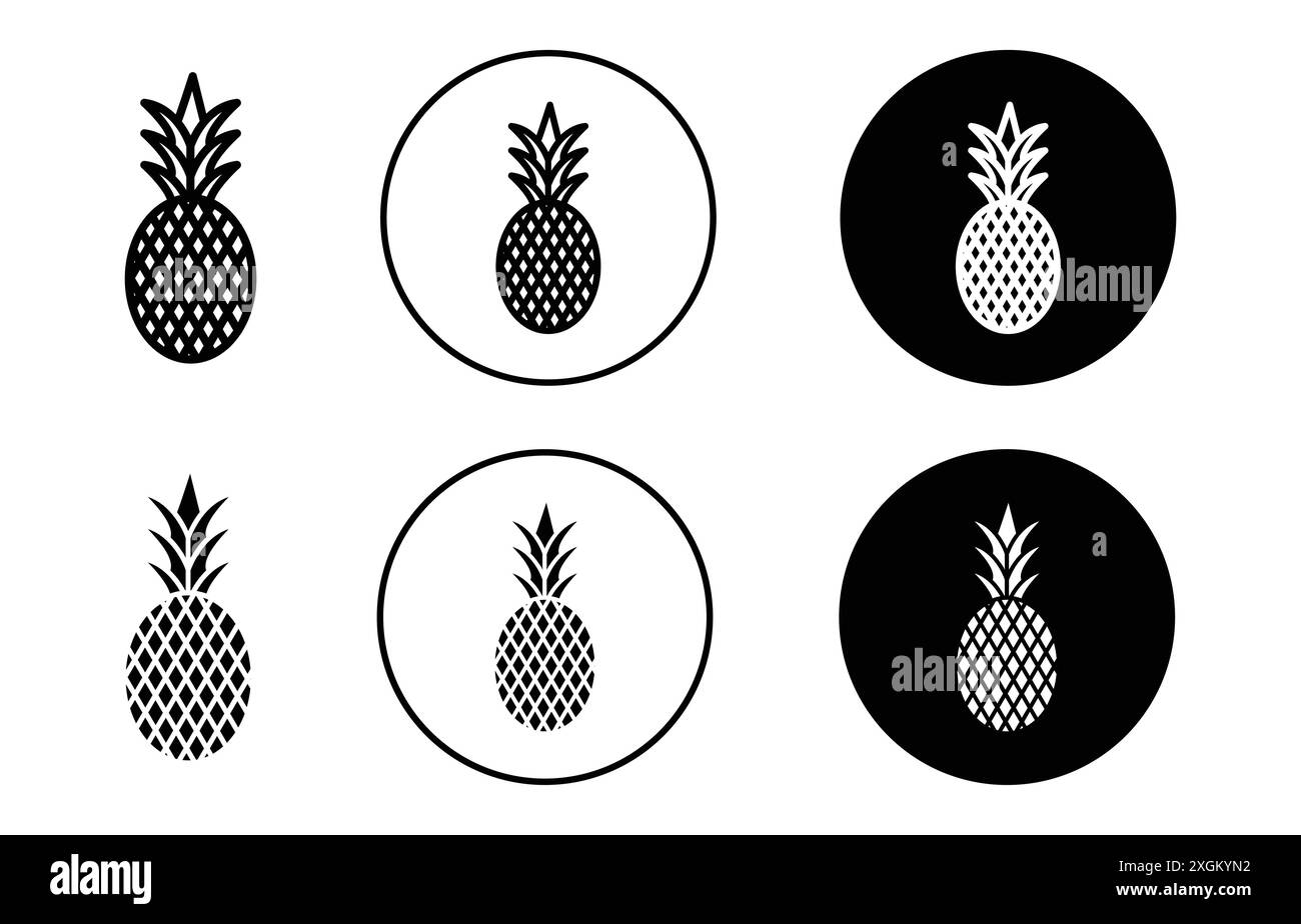 Pineapple icon logo sign vector outline in black and white color Stock ...