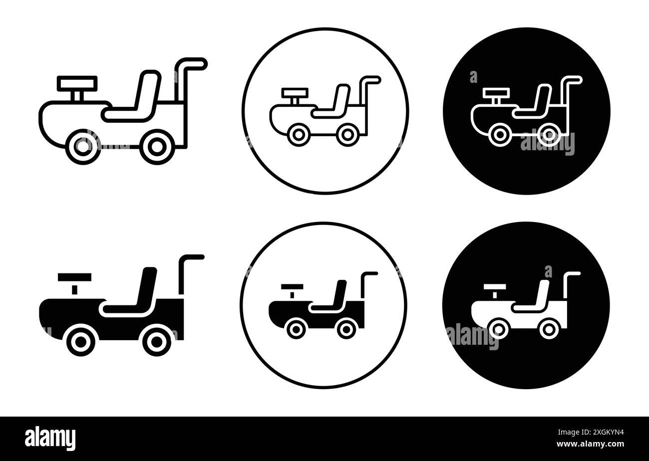 Pushing car icon logo sign vector outline in black and white color ...