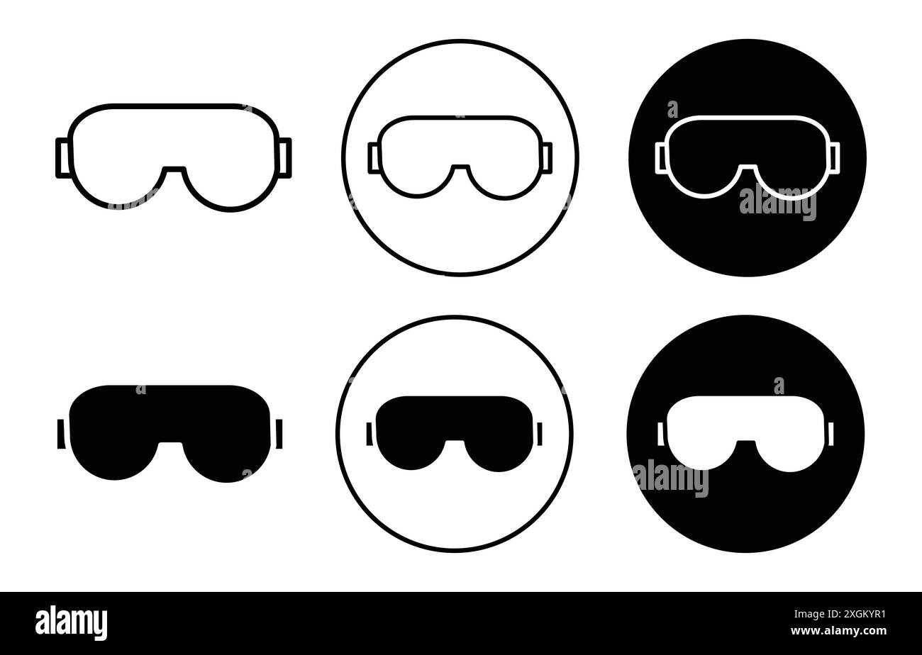 Ski goggles icon logo sign vector outline in black and white color ...