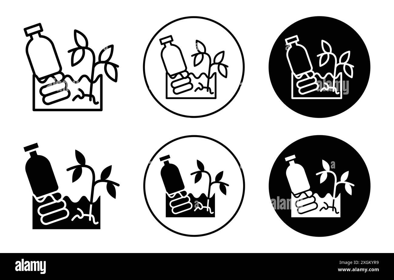 Soil pollution line icon logo sign vector outline in black and white ...