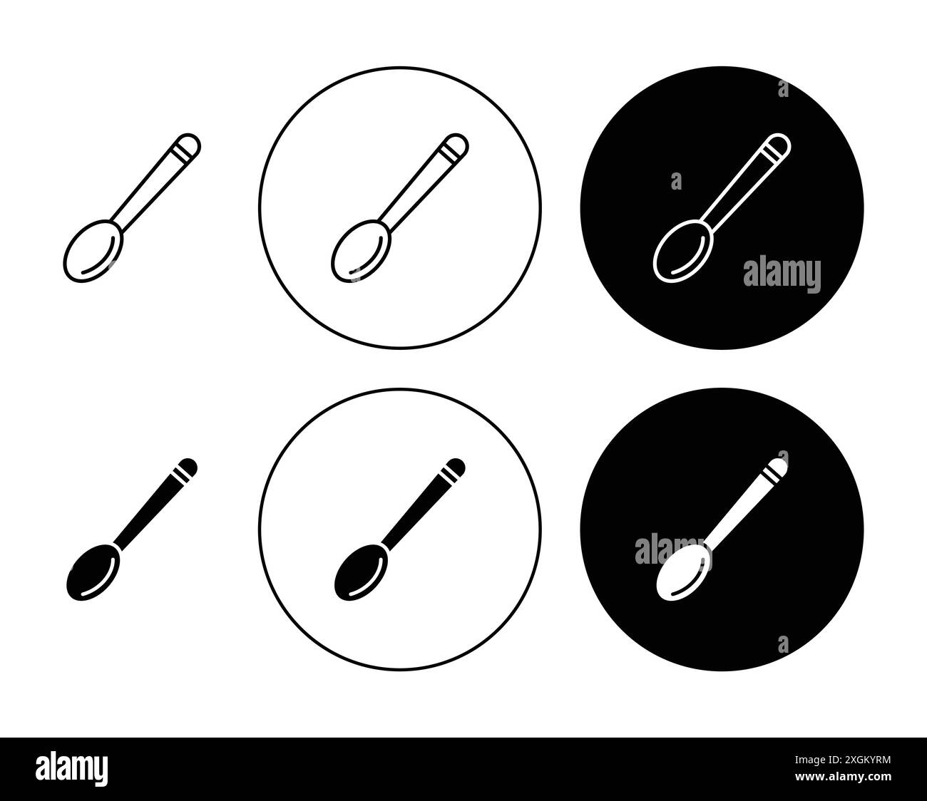 Spoon icon logo sign vector outline in black and white color Stock ...
