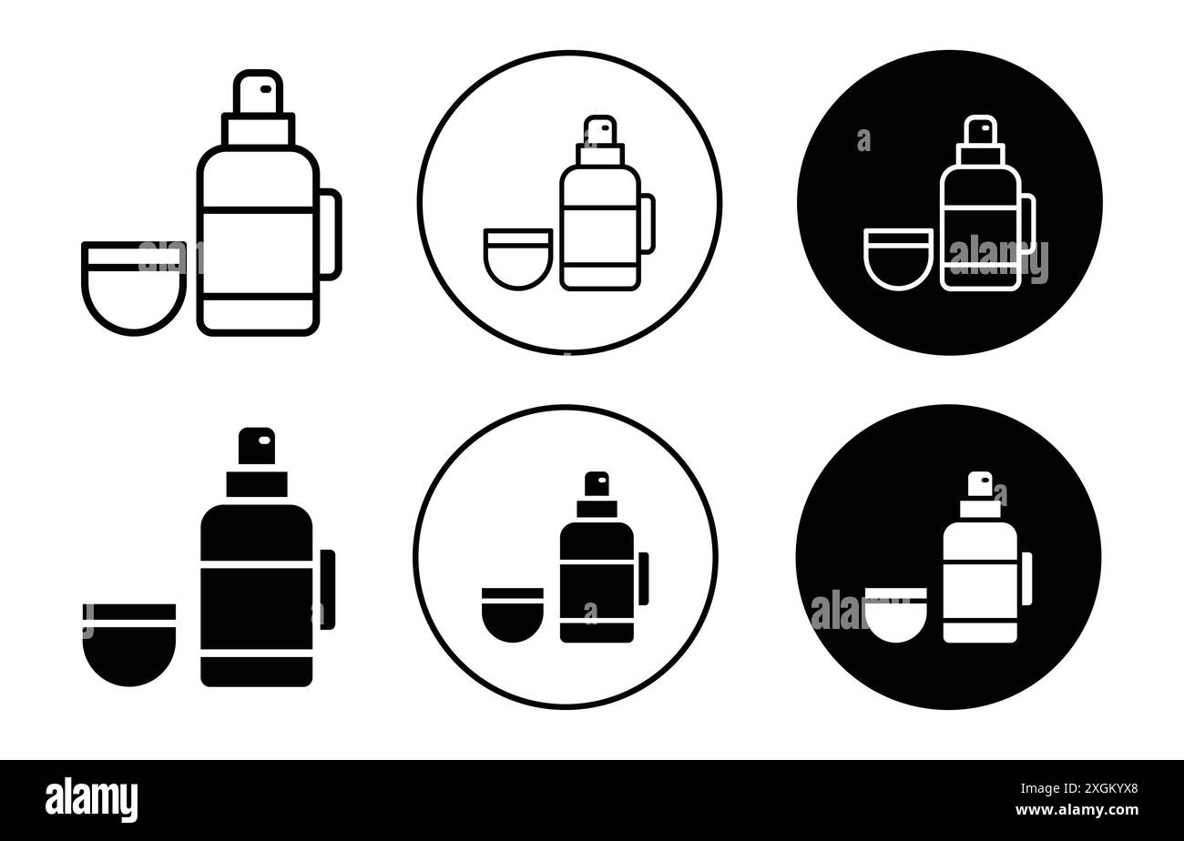 thermos icon logo sign vector outline in black and white color Stock ...