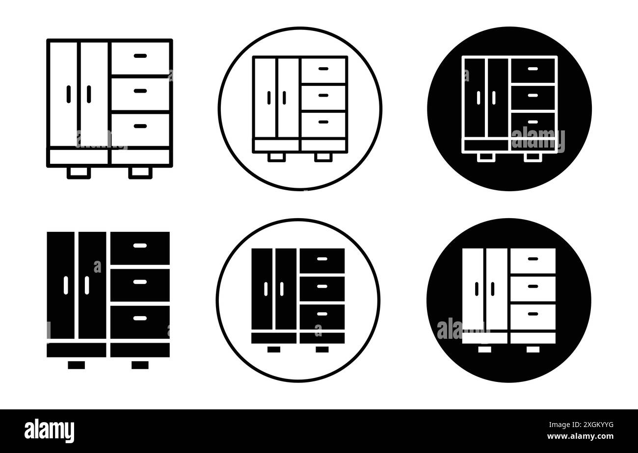 Wardrobe icon logo sign vector outline in black and white color Stock ...