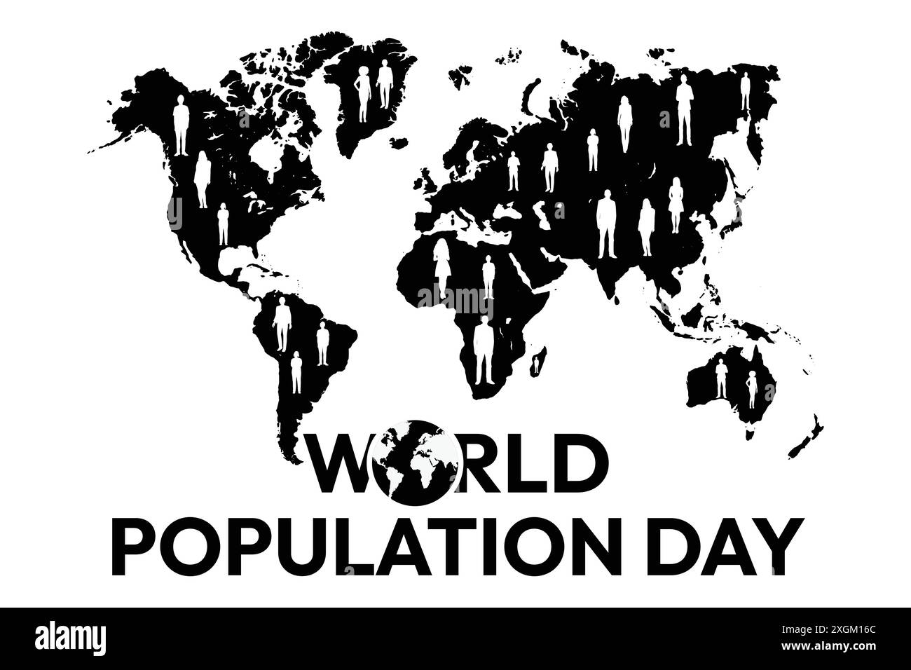 population, world population day black color vector with world map and ...