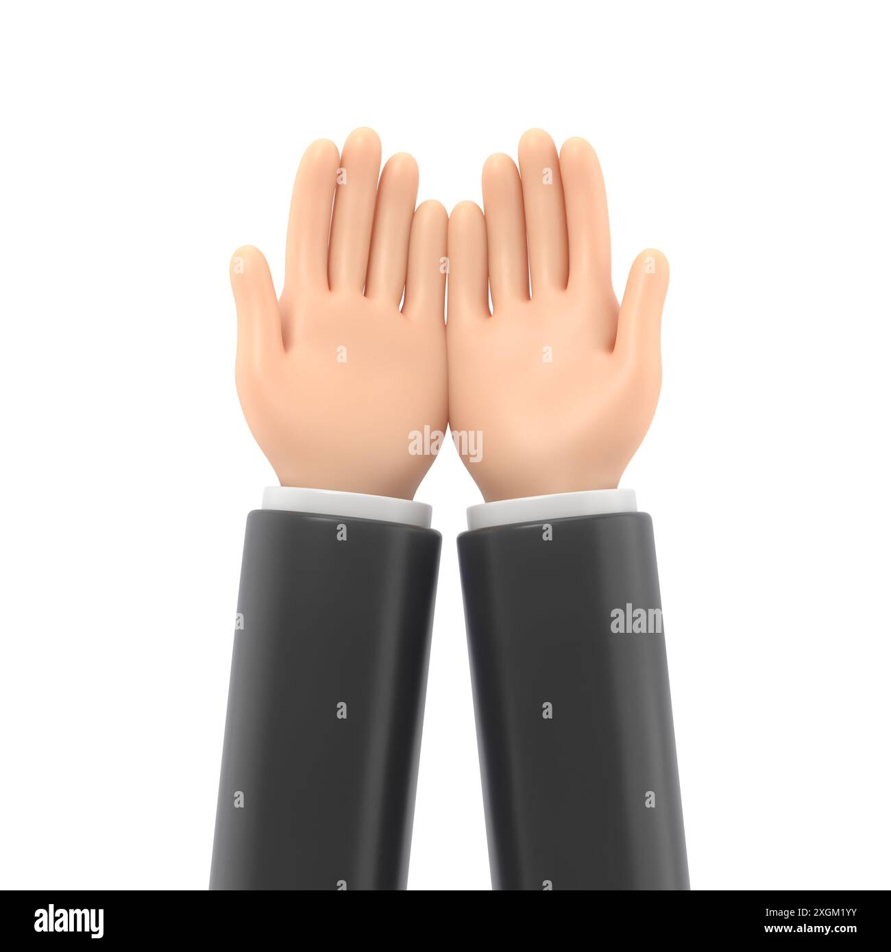 Cartoon Gesture Icon Mockup.Two hands together with palms up, top view ...