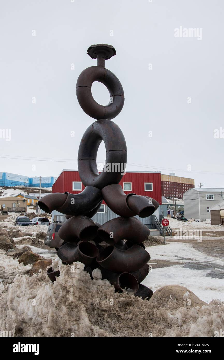 Steel tubing inukshuk at Inuit sculpture park by the Four Corners in ...