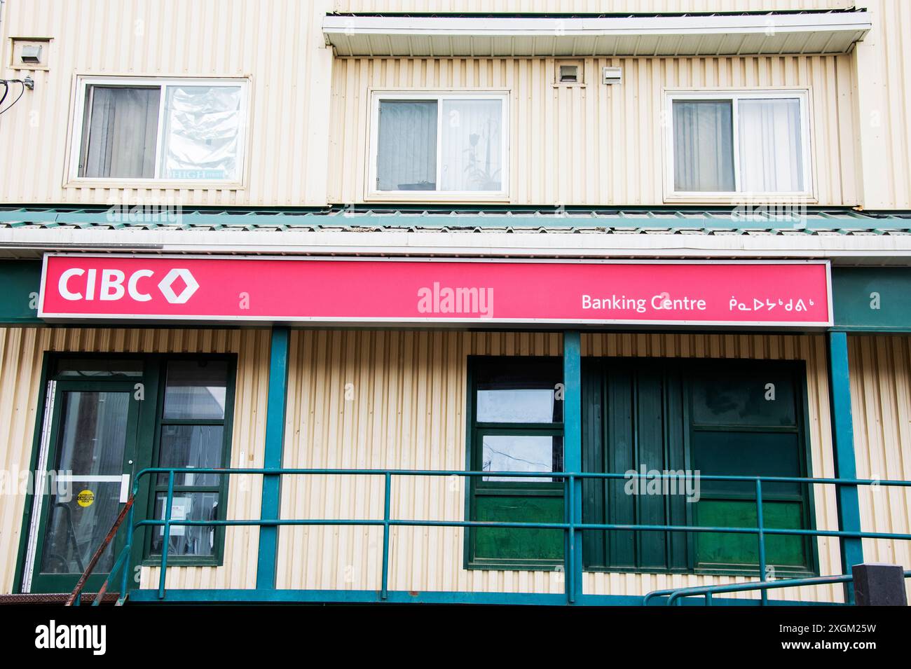 Bilingual CIBC sign in English and Inuktitut on Queen Elizabeth Way in ...