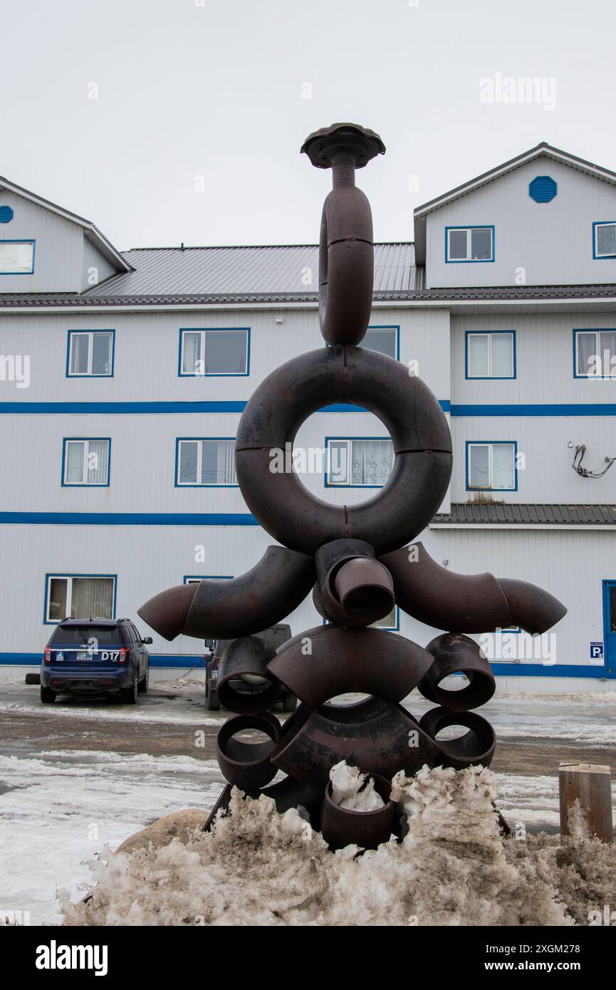 Steel tubing inukshuk at Inuit sculpture park by the Four Corners in ...