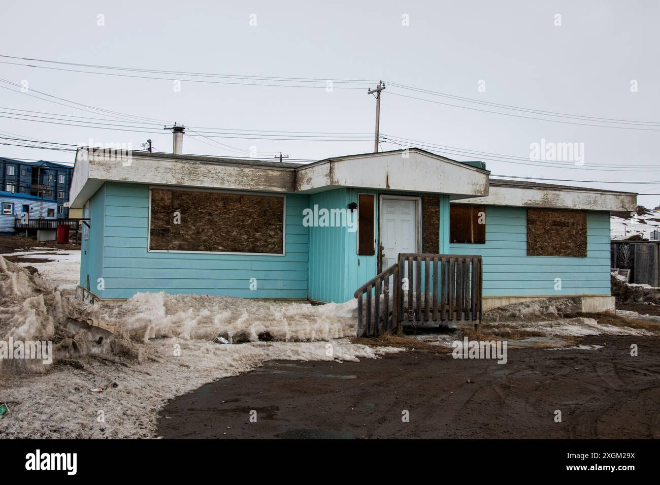 Dilapidated abandoned house on Sinaa Street in Iqaluit, Nunavut, Canada ...
