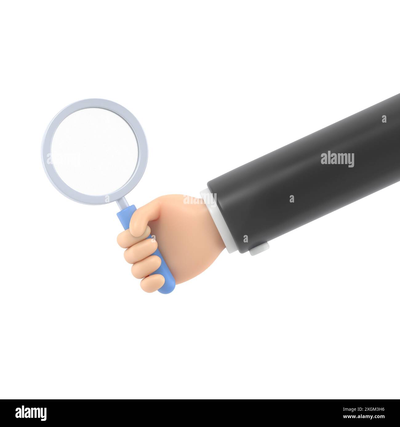 Cartoon Gesture Icon Mockup.Businessman hand holding a magnifying glass ...