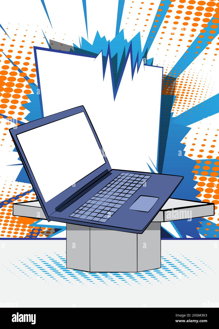 Comic Book notebook, laptop product podium stage for presentation ...