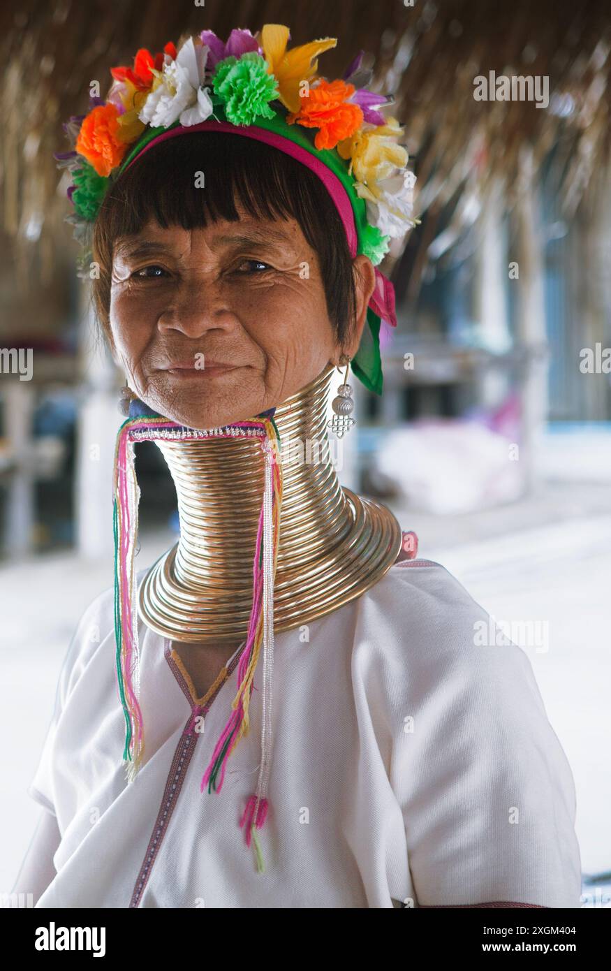 Chiang Rai, Thailand, July 19, 2015: a smiling woman from the long ...