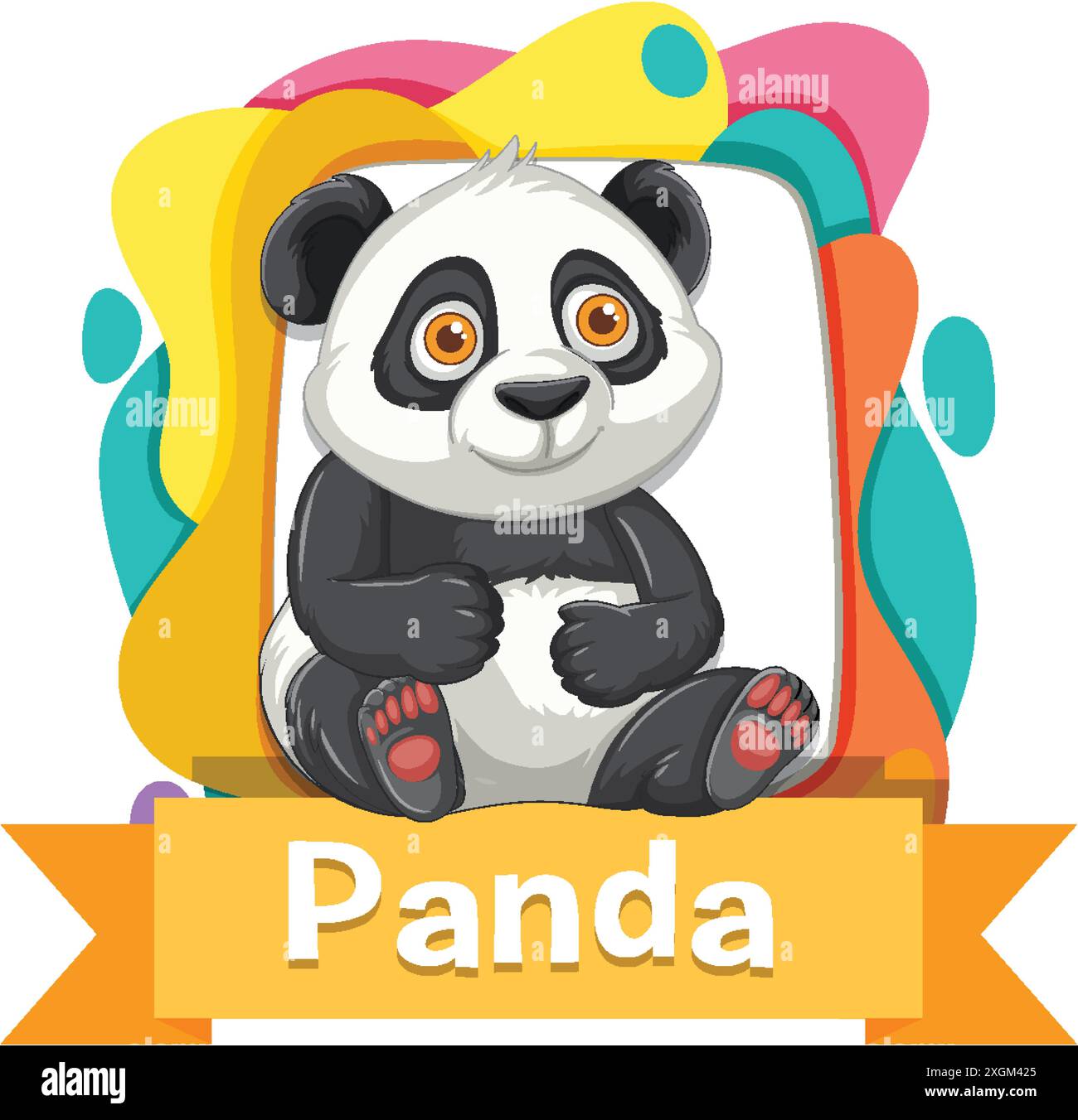 Adorable panda with colorful background frame Stock Vector Image & Art ...