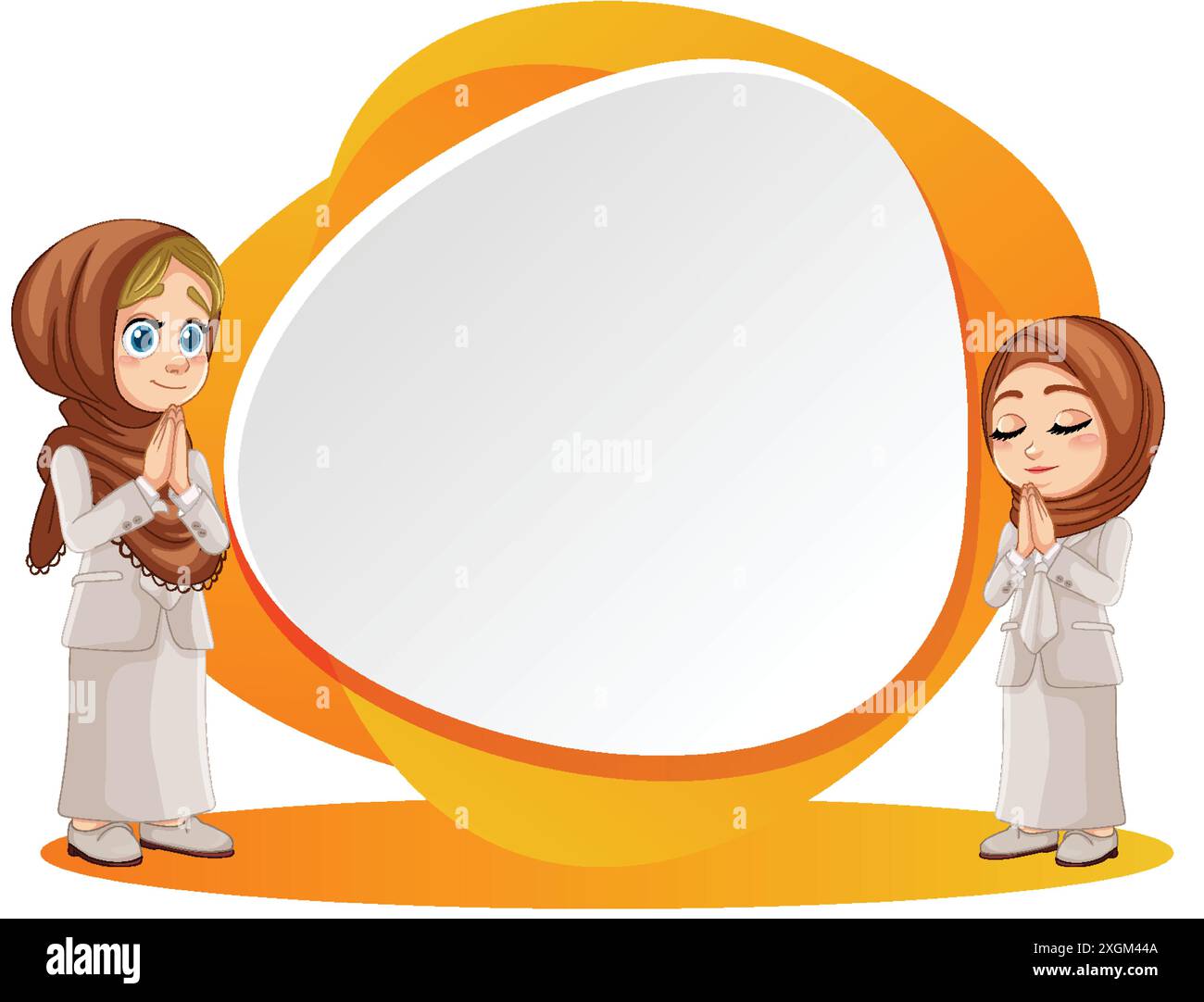 Two women praying with a blank sign Stock Vector Image & Art - Alamy