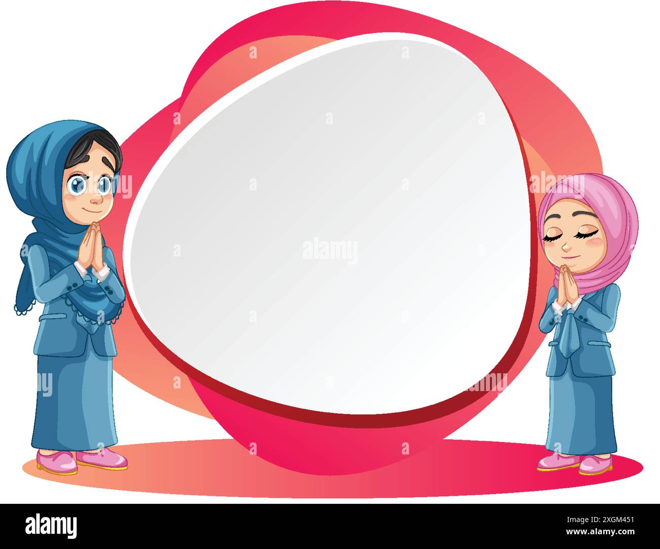 Two girls praying with a blank sign Stock Vector Image & Art - Alamy