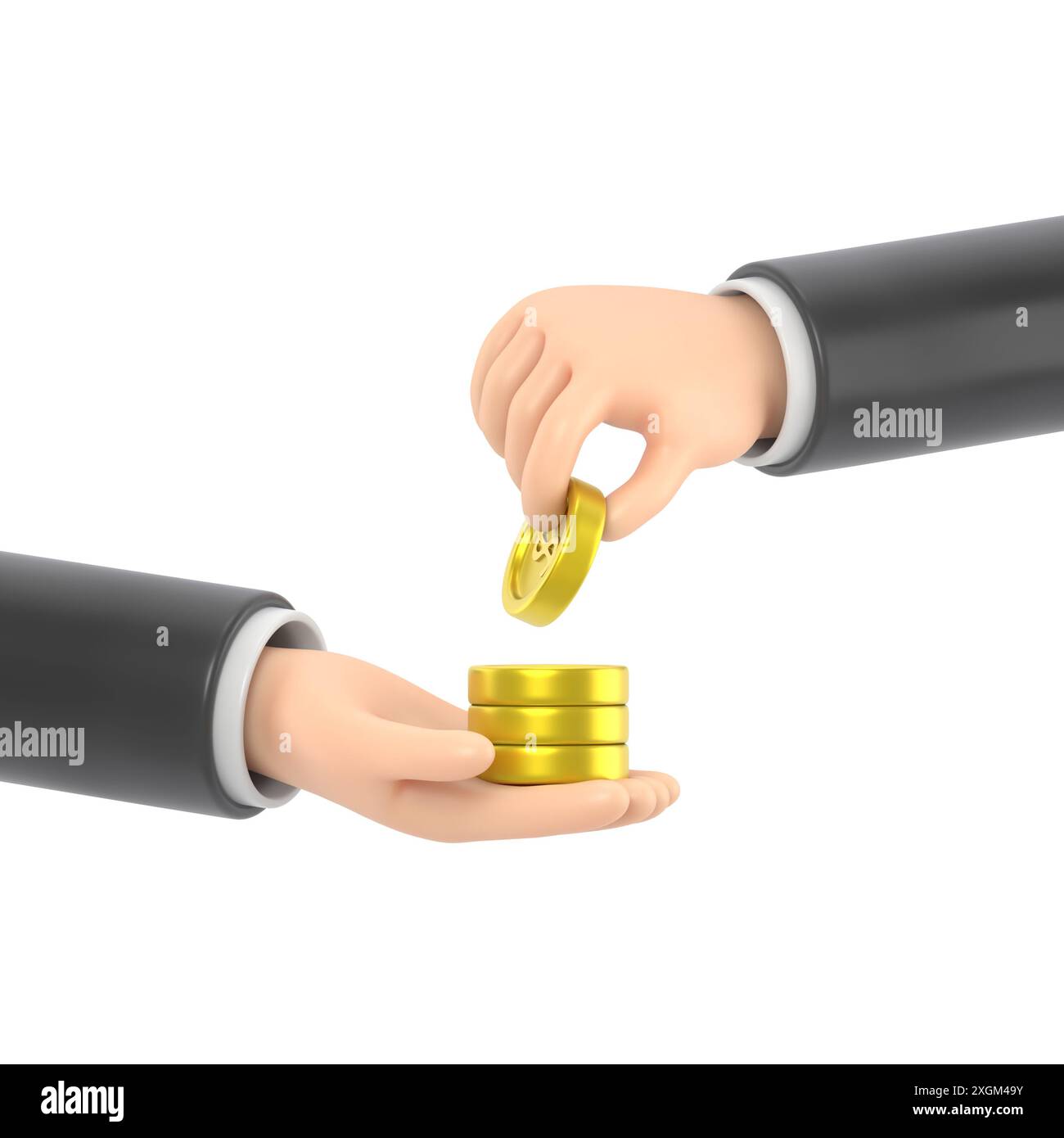 Cartoon Gesture Icon Mockup.3d Icon black hand giving coins. Money ...