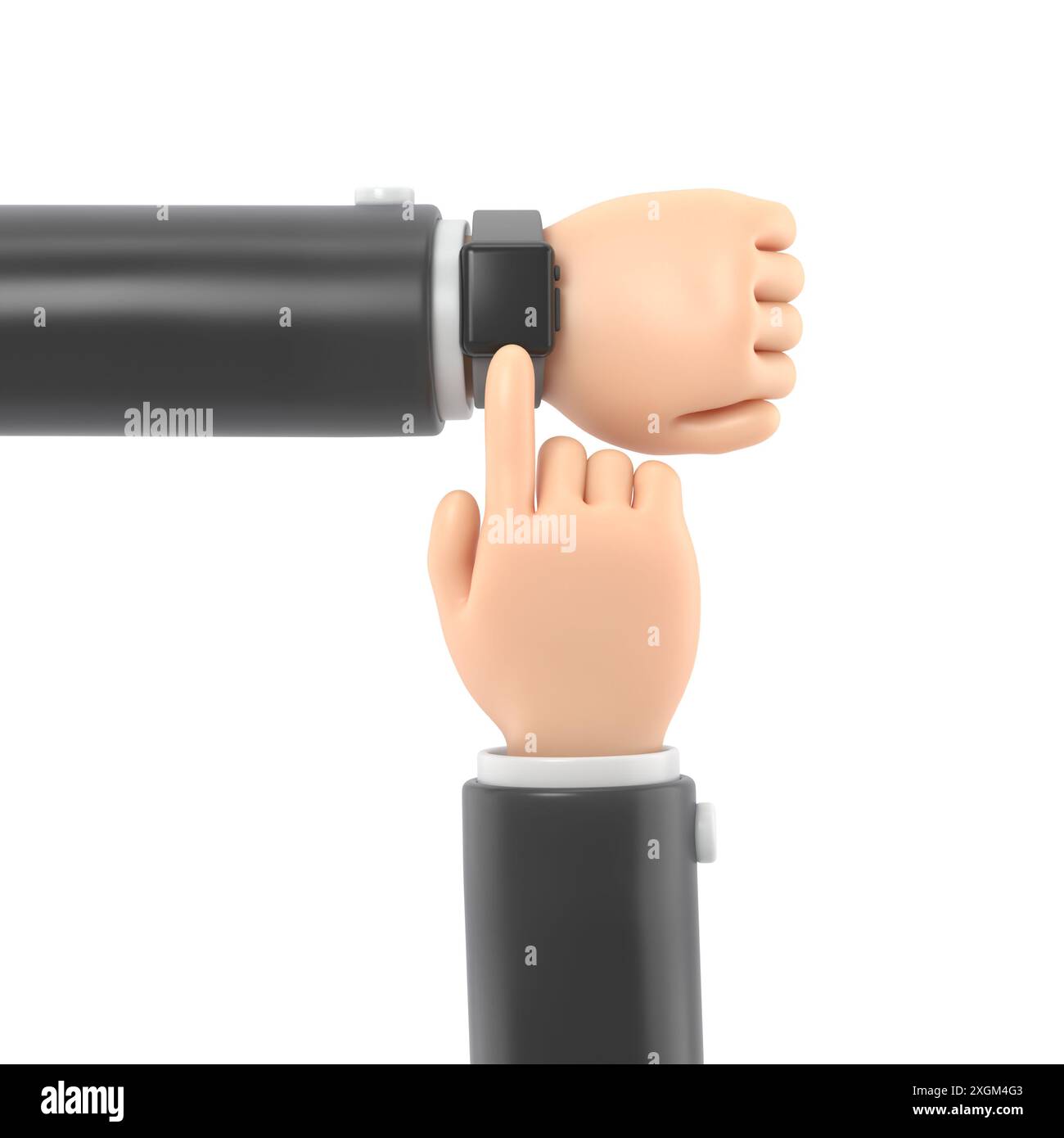 Cartoon Gesture Icon Mockup.Looking time. Human in a suit watching time ...