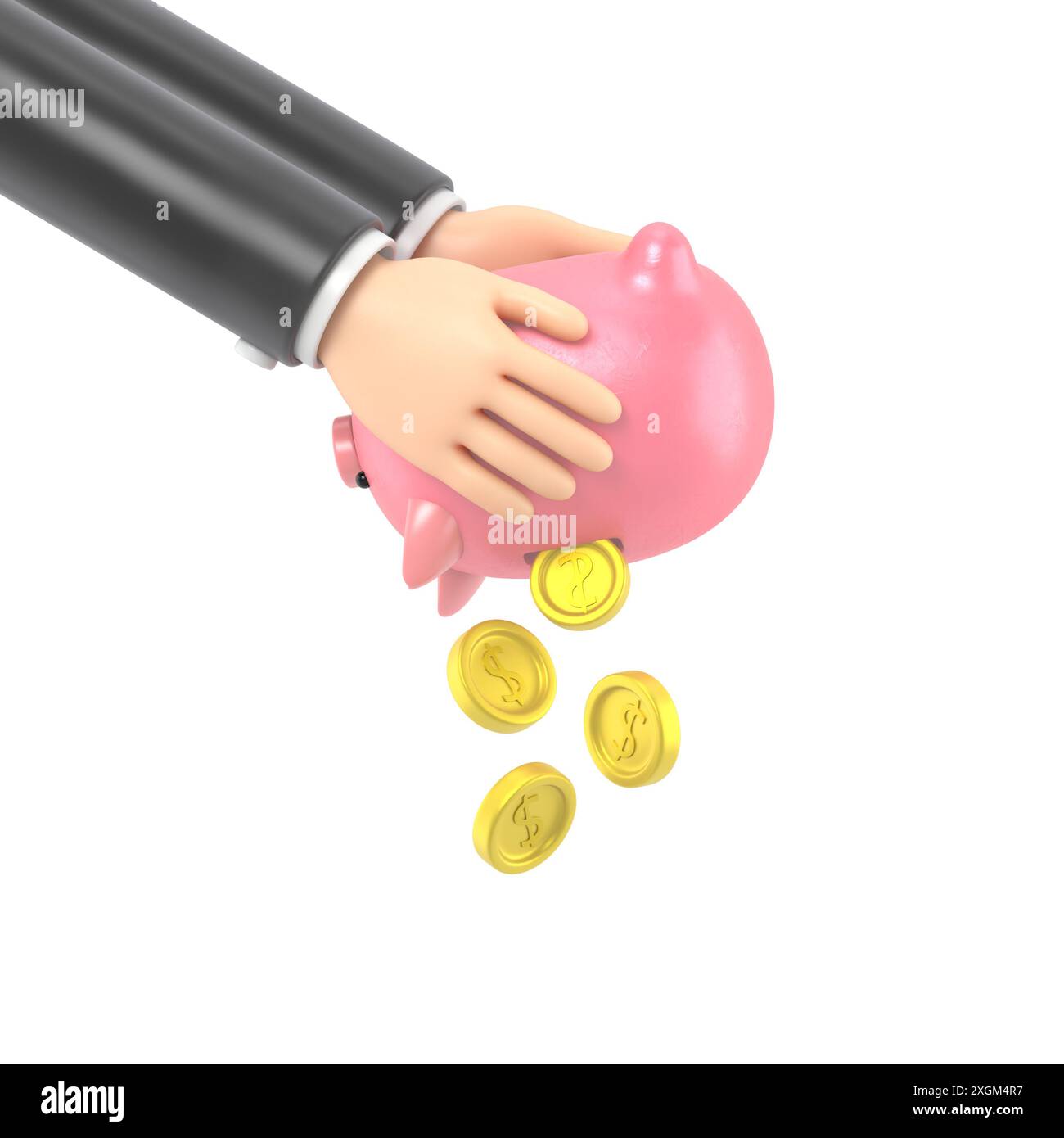 Cartoon Gesture Icon Mockup.Human in hands shaking piggy bank. Fall ...
