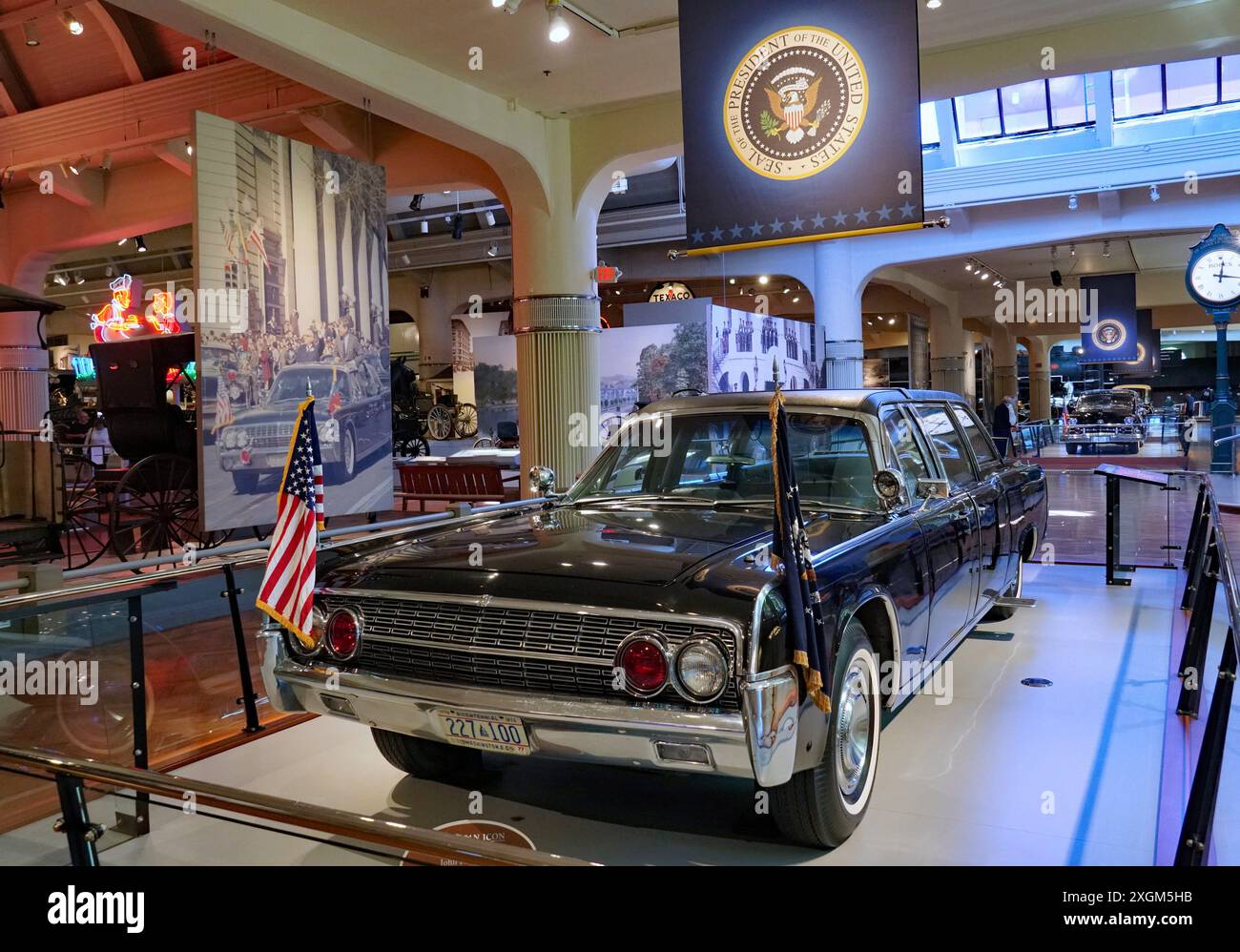 Collection of presidential limousines at the Henry Ford Museum in ...