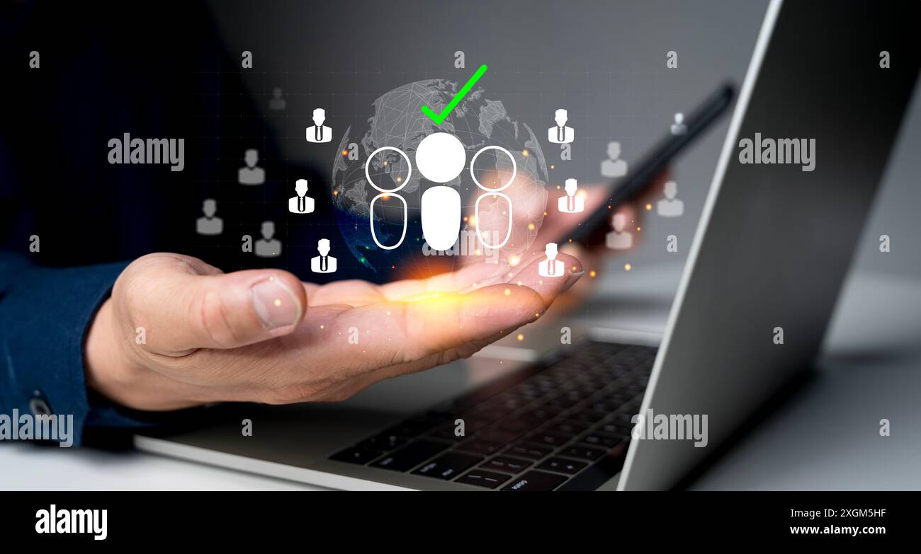 Recruitment leadership concept Online and modern technology to make ...