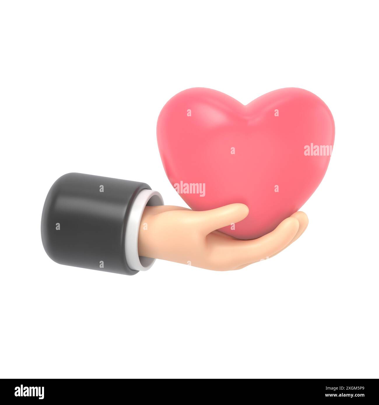 Cartoon Gesture Icon Mockup.3d icon red heart in hand.Realistic ...