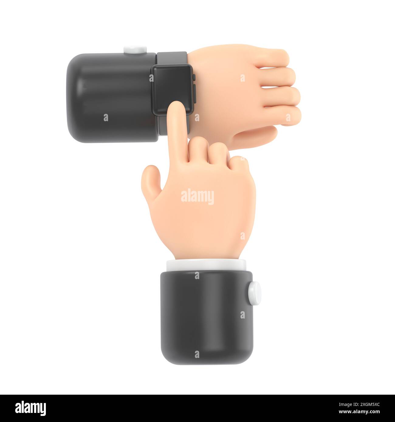Cartoon Gesture Icon Mockup.Looking time. Human in a suit watching time ...