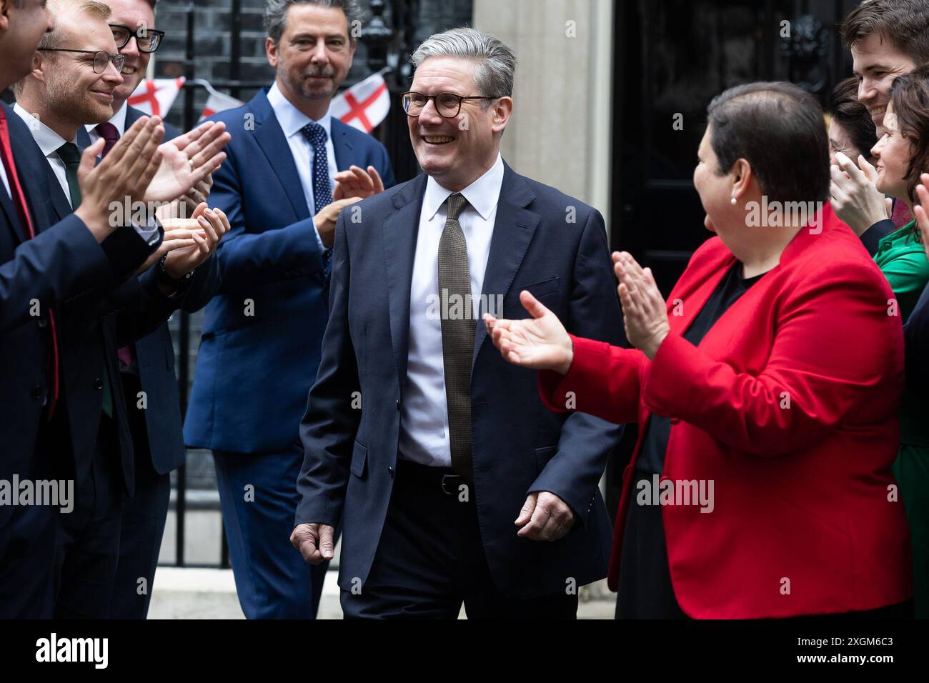London, UK. 09th July, 2024. Prime Minister Keir Starmer (C) seen with ...