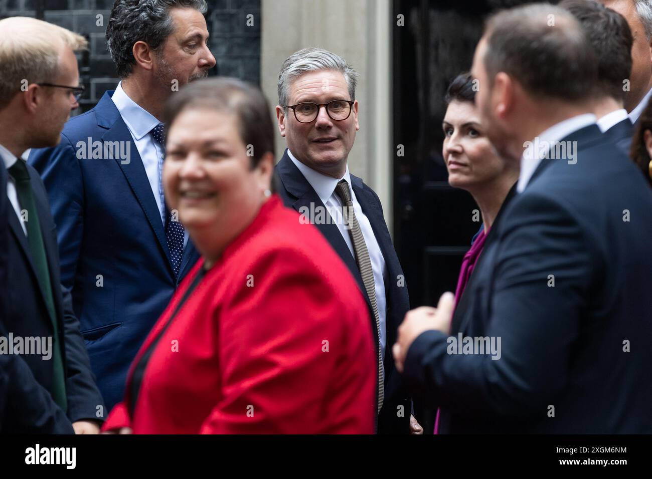London, UK. 09th July, 2024. Prime Minister Keir Starmer (C) seen with ...