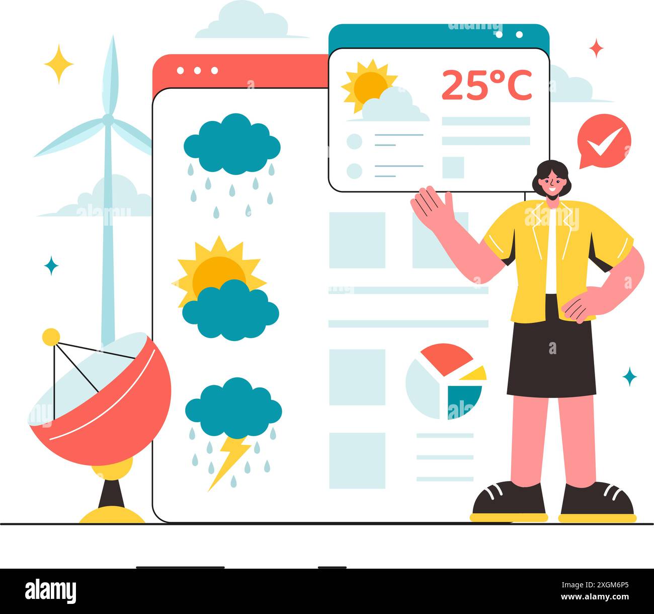 Meteorologist Vector Illustration with Weather Forecast and Atmospheric ...
