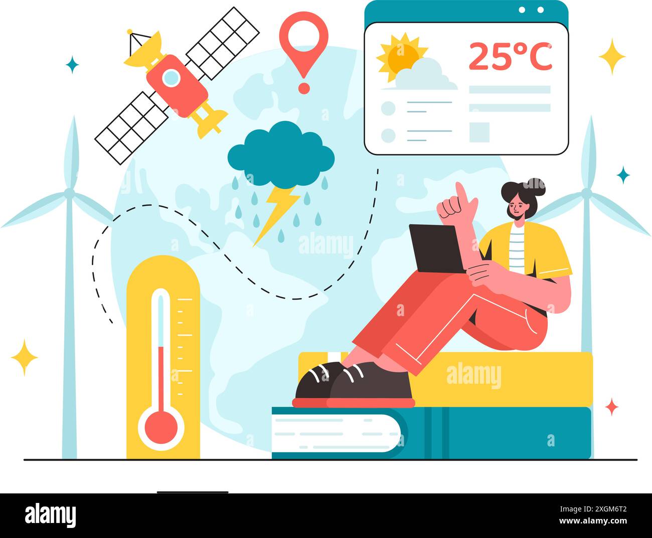 Meteorologist Vector Illustration with Weather Forecast and Atmospheric ...