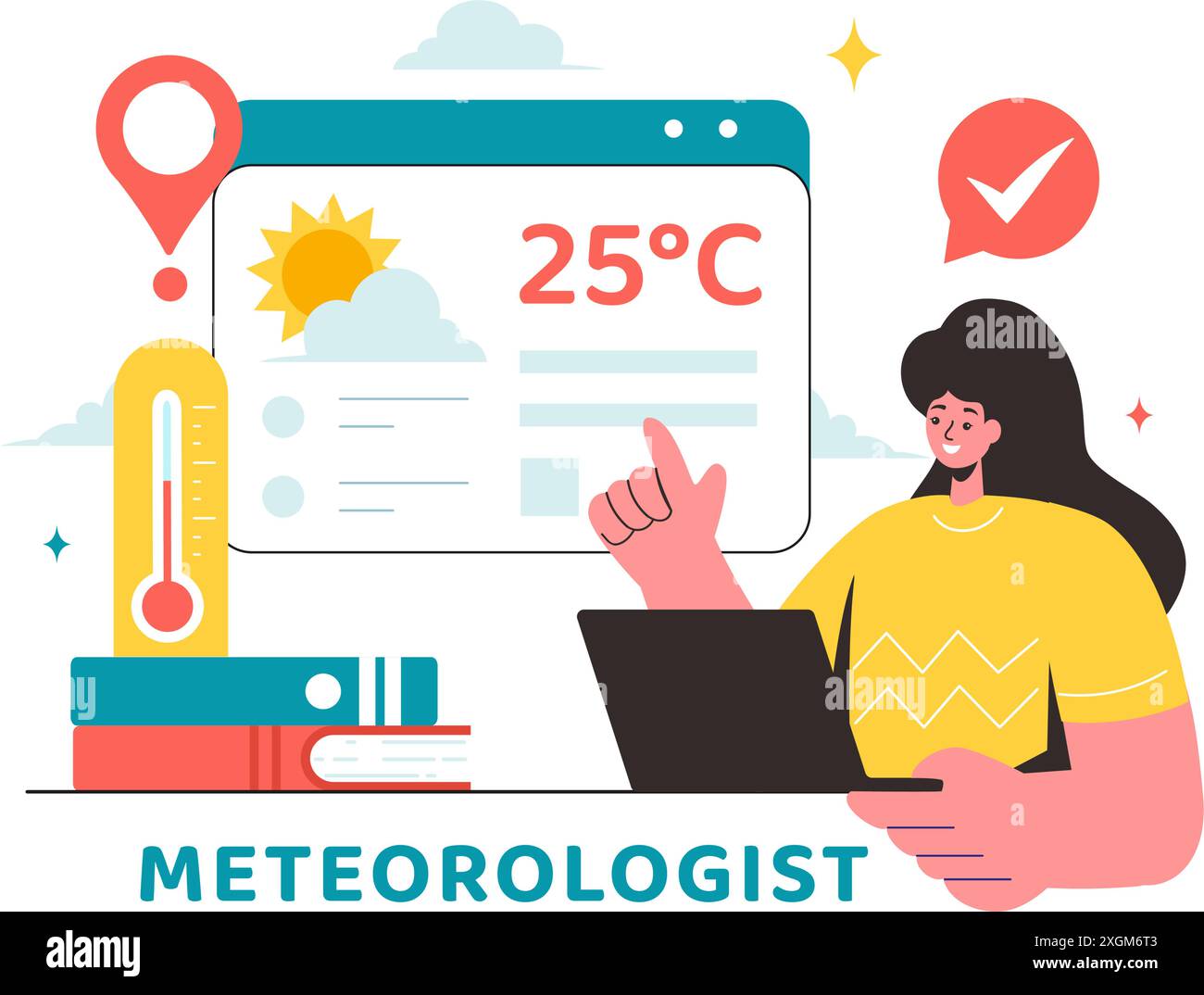 Meteorologist Vector Illustration with Weather Forecast and Atmospheric ...