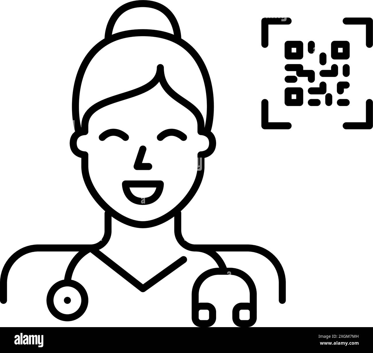 General practitioner female doctor with stethoscope and qr code ...