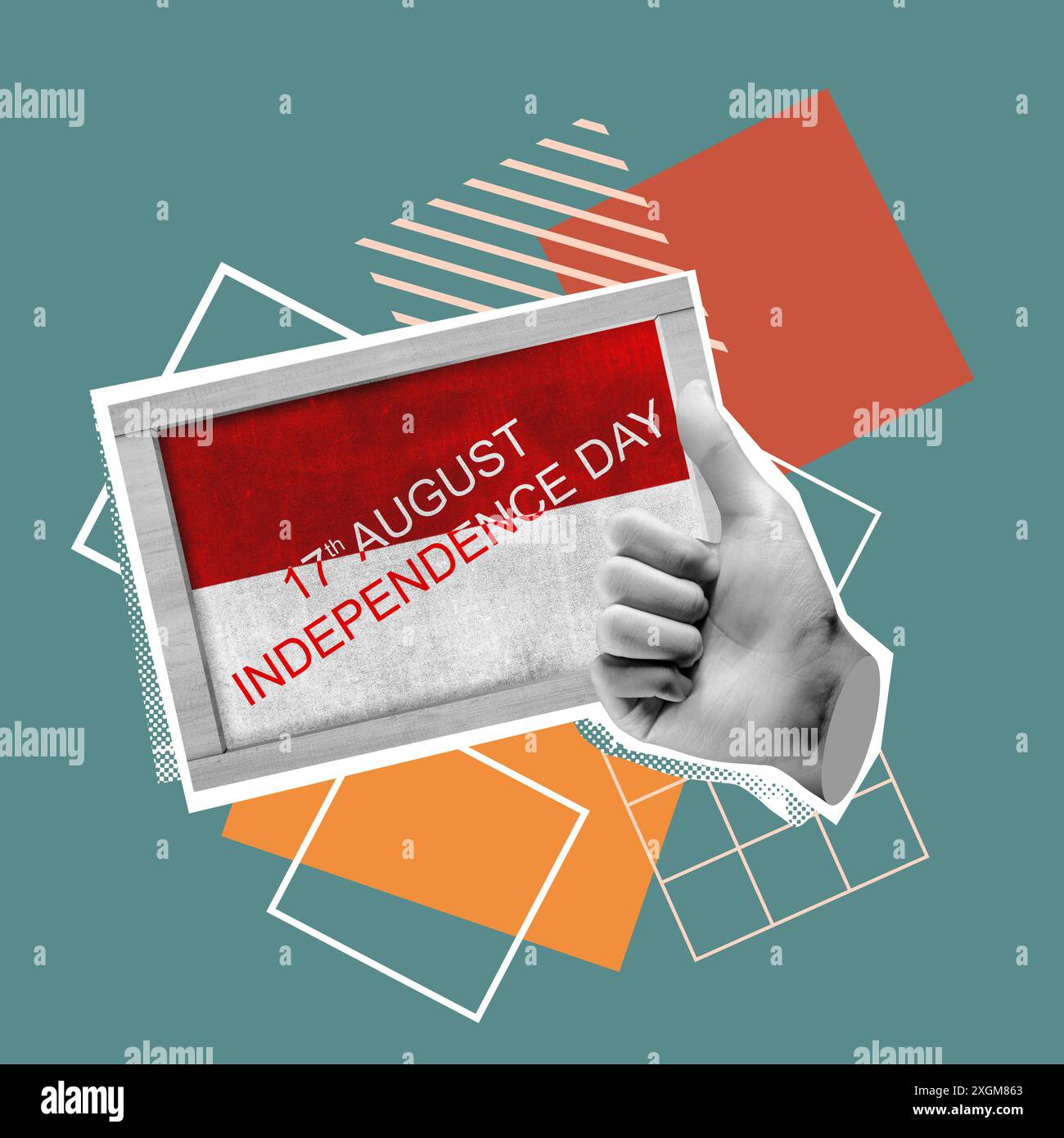 A human hand gives a thumb up to the board with a message the 17th of ...