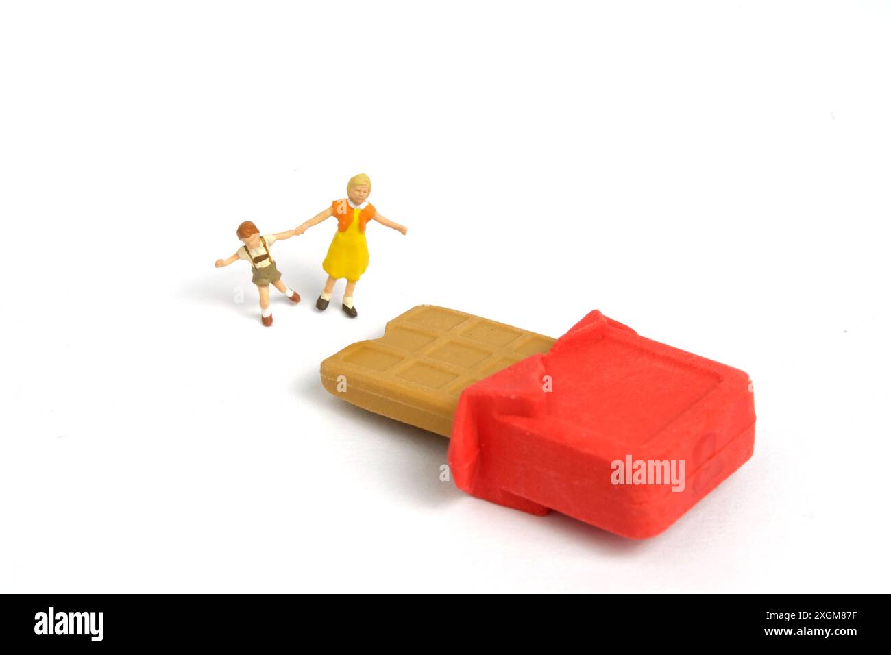 Miniature people toy figure photography. Healthy snacks for children ...