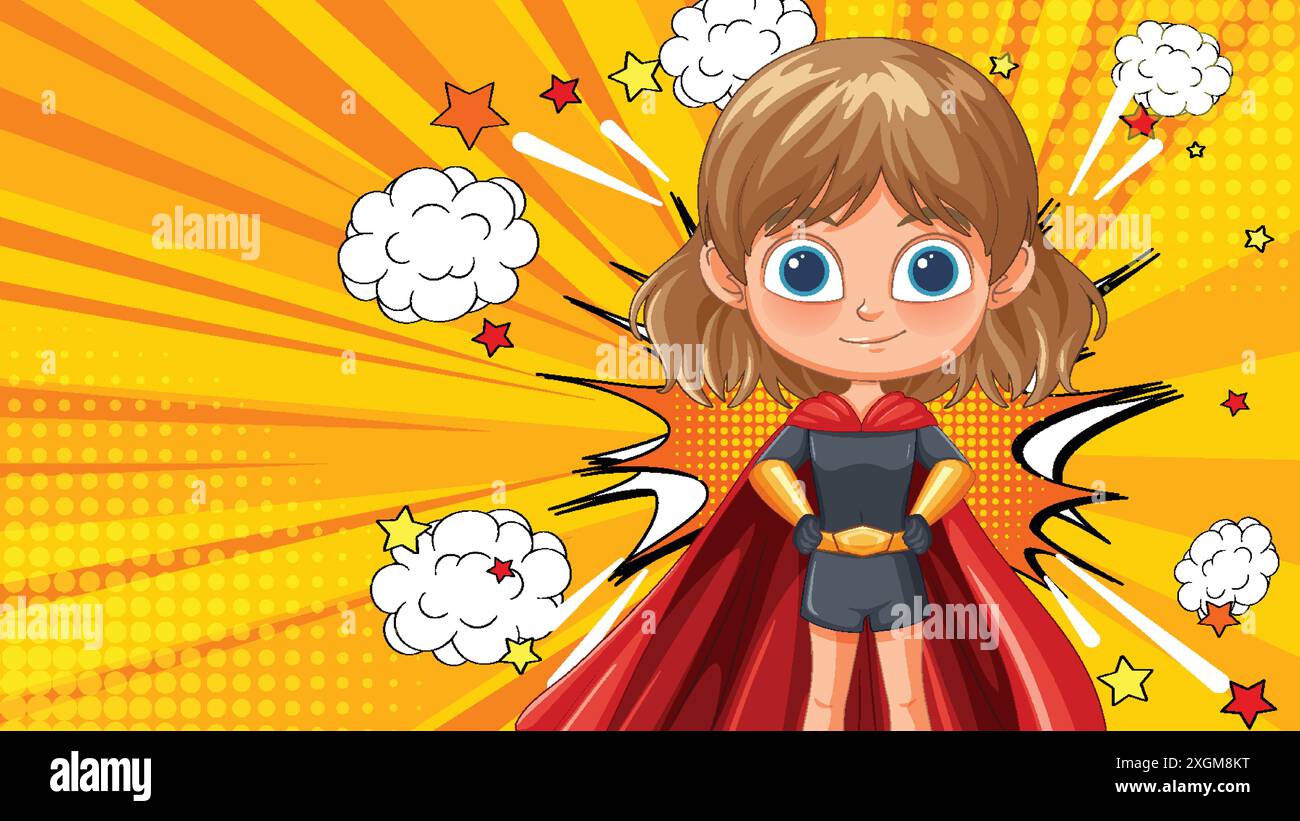 Young superhero girl with cape and gloves Stock Vector Image & Art - Alamy