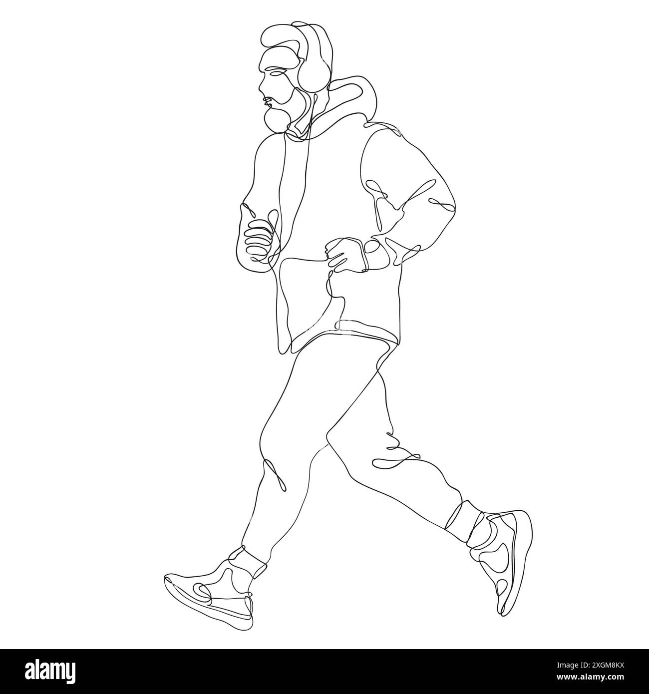 Line art of Young man is jogging, continous line Stock Photo - Alamy