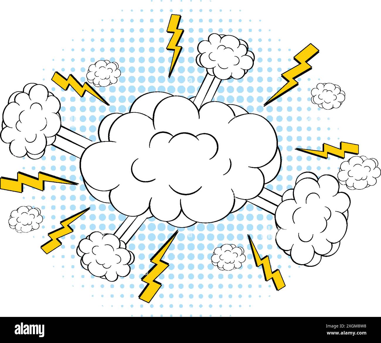 Cloud with lightning bolts in comic style Stock Vector Image & Art - Alamy