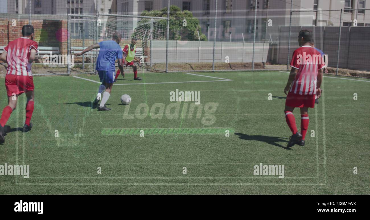 Image of interface loading data over diverse group of male footballers ...