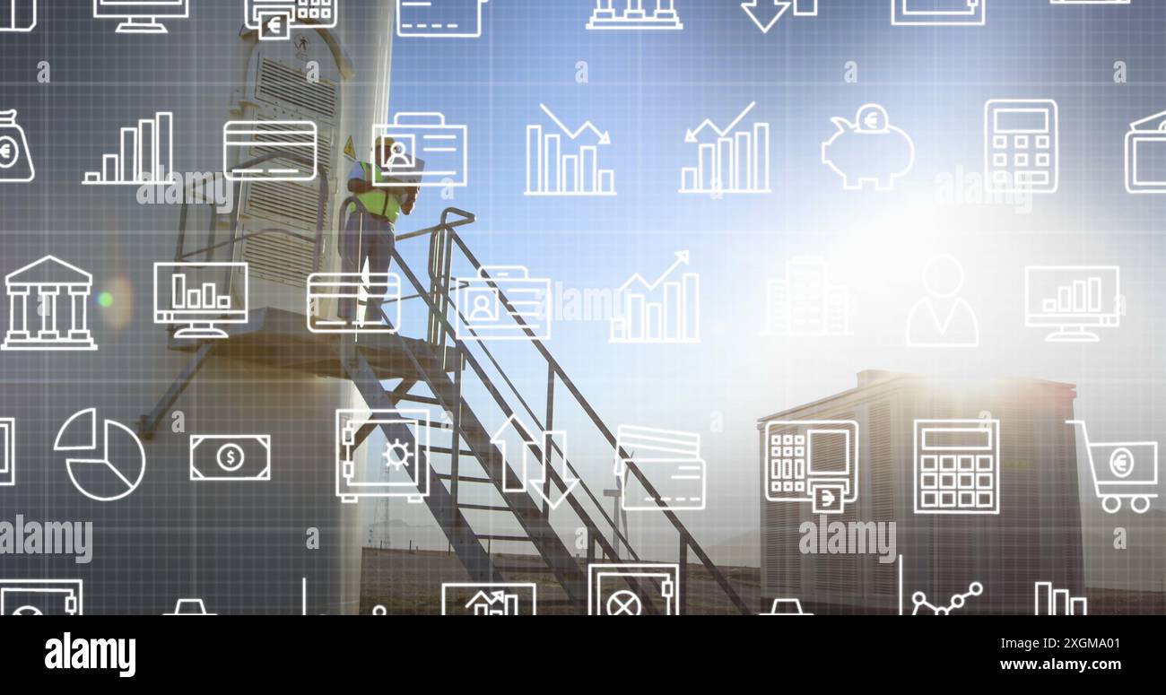 Animation falling icons over windmill hi-res stock photography and ...