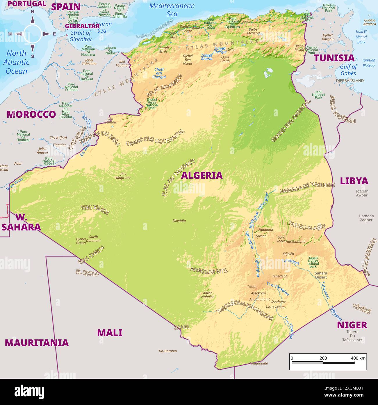 Physical vector map of Algeria Stock Vector Image & Art - Alamy