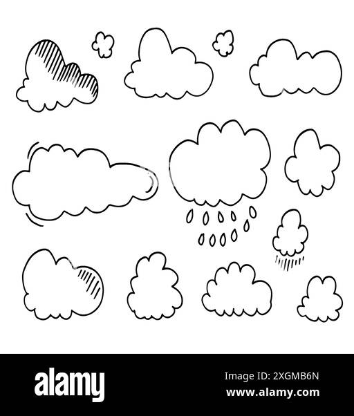 Hand drawn weather collection. Flat style vector illustration on white ...